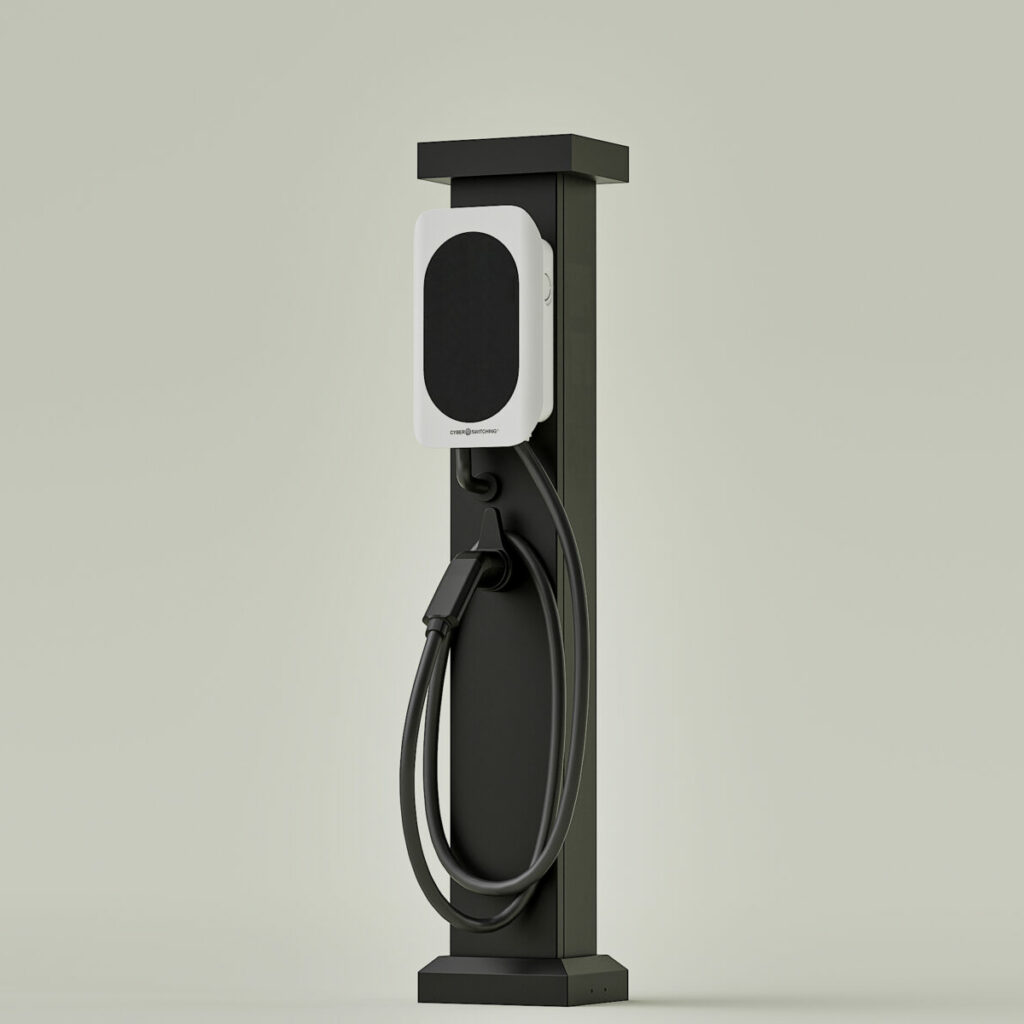 80A Commercial EV Charger CSE4 on pedestal, Level-2 EV charger ...