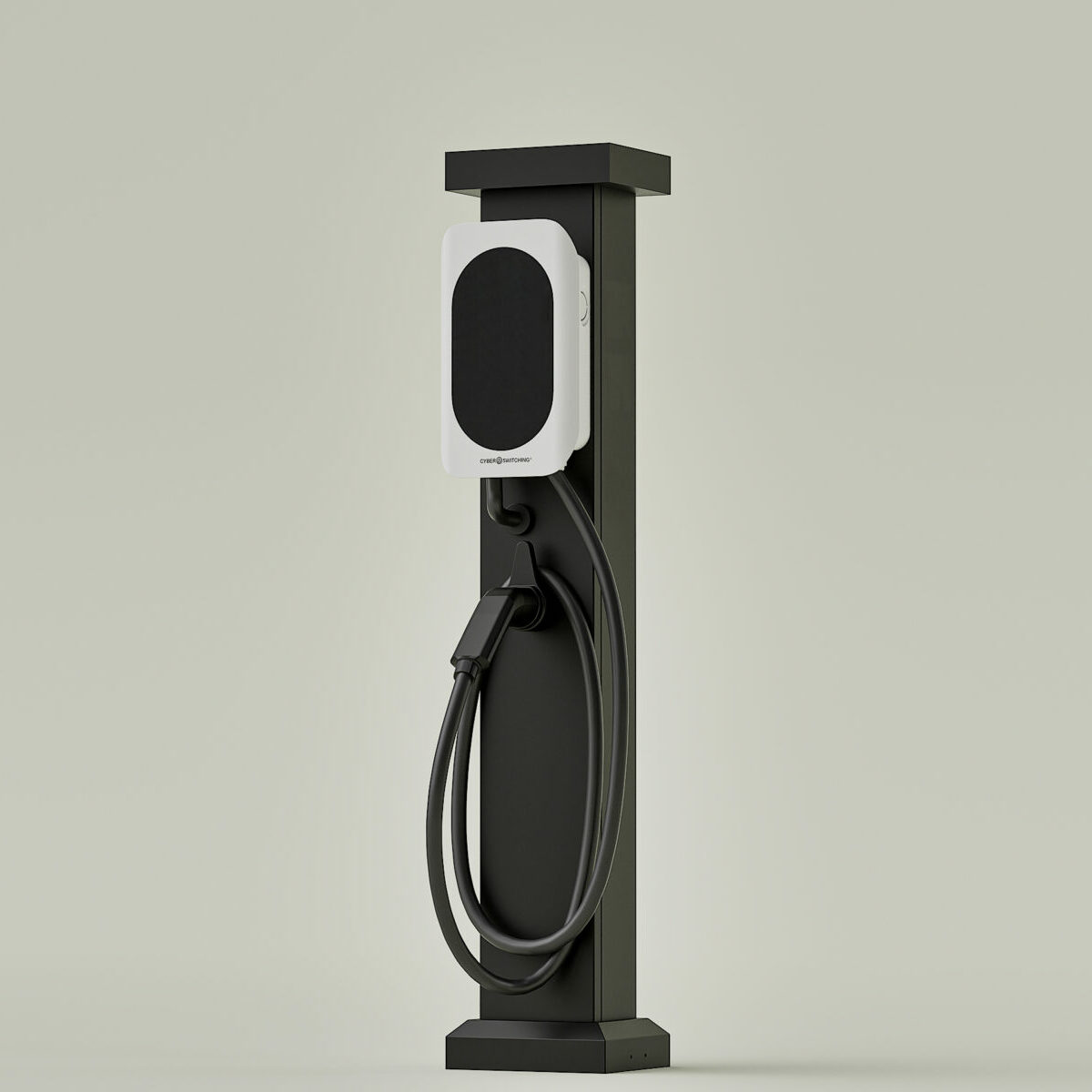 80A Commercial EV Charger CSE4 on pedestal, Level-2 EV charger ...