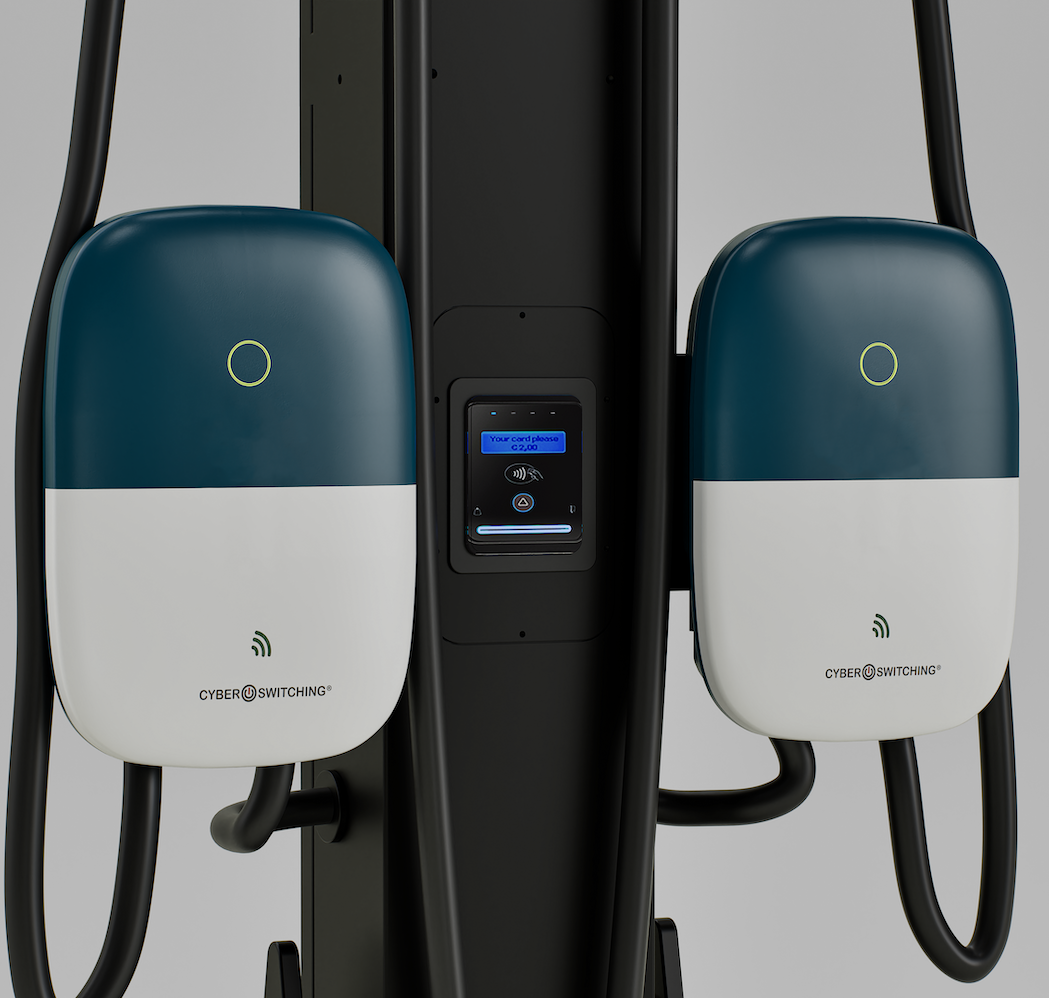 Commercial Dual EV Charging station with Cable management, Dual CSE1 ...