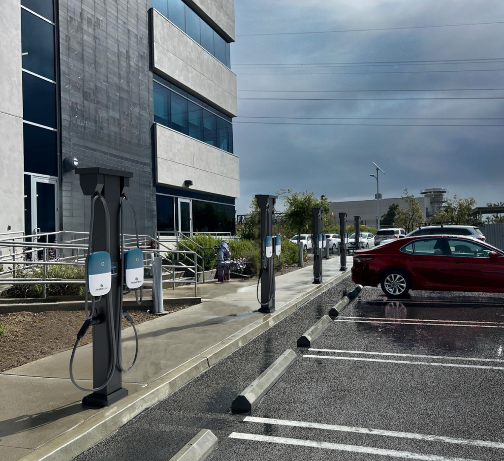 Commercial Dual EV Charging station with Cable management, Dual CSE1 ...