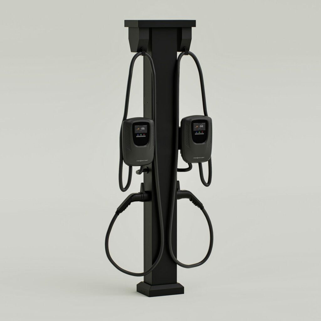 Commercial Dual 48A EV Charging station with Cable management, Dual CSE3 Level-2 with display ...